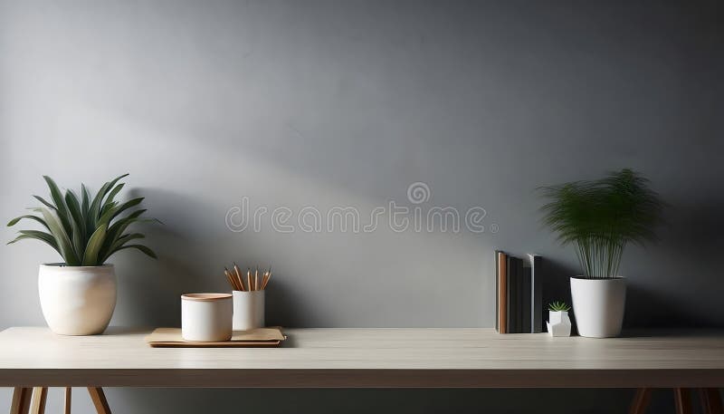 Desk Setup for Burnout Prevention, Minimalist Workspace Stock ...