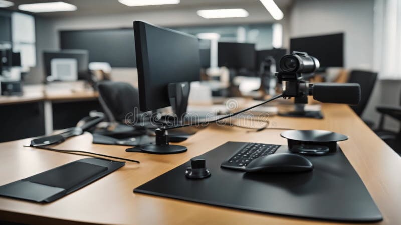 Desk Setup with Camera and Microphone Stock Footage - Video of mouse ...