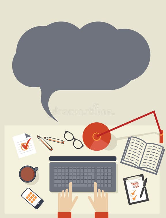 Desk with Stationery Objects Seen from Above Stock Vector ...