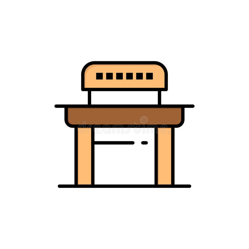Desk, Student, Chair, School Flat Color Icon. Vector Icon Banner ...