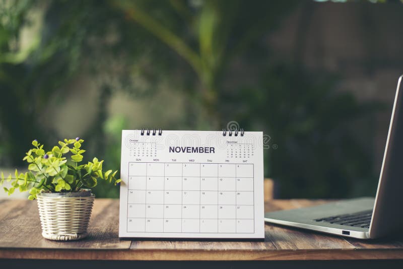 Desk for Student Concept. Desktop Laptop Computer and Calendar 2021 for ...