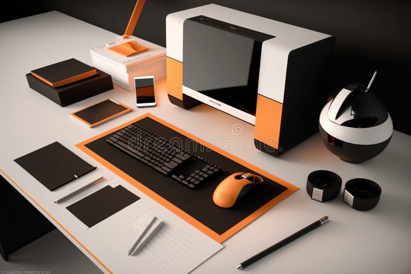 Desk Study Background White and Orange, Generative Ai Stock ...