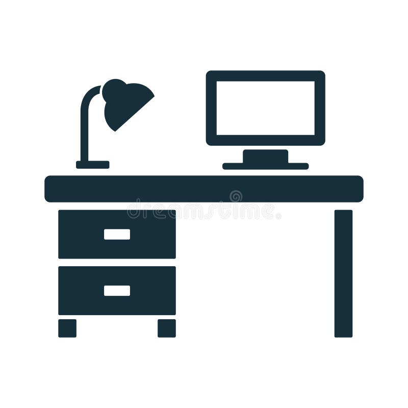 Desk Table Desktop Workplace Icon Stock Illustration - Illustration of ...