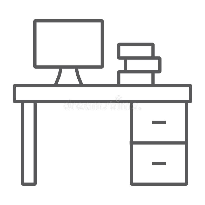 Desk Thin Line Icon, Furniture and Office, Table Sign, Vector Graphics ... Desk Thin Line Icon, Furniture and Office, Table Sign, Vector Graphics ...