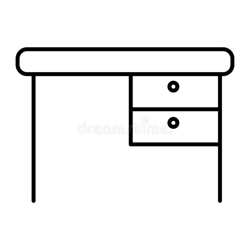 Desk Thin Line Icon. Office Desk Vector Illustration Isolated on White ... Desk Thin Line Icon. Office Desk Vector Illustration Isolated on White ...