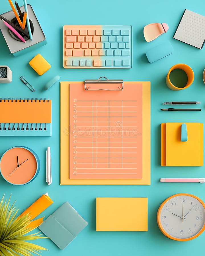 Desk Top View with Habit Tracker Board, Color-coded Priorities, and ...