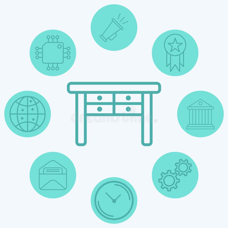 Desk Vector Icon Sign Symbol Stock Illustration - Illustration of ...