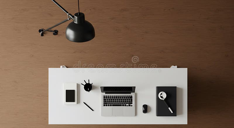 Desk View Minimalist Work Setup Stock Illustration - Illustration of ...