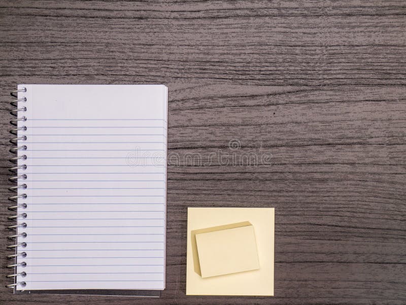 Desk, White Spiral Notebook, Sticky Notes Stock Photo - Image of office ...