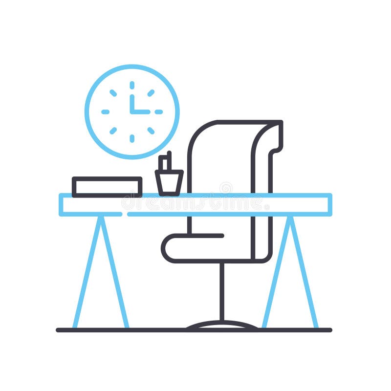 Desk Work Line Icon, Outline Symbol, Vector Illustration, Concept Sign ...