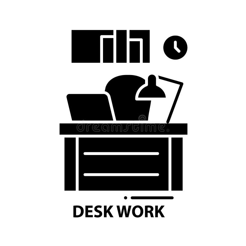 Desk Work Symbol Icon, Black Vector Sign with Editable Strokes, Concept ...