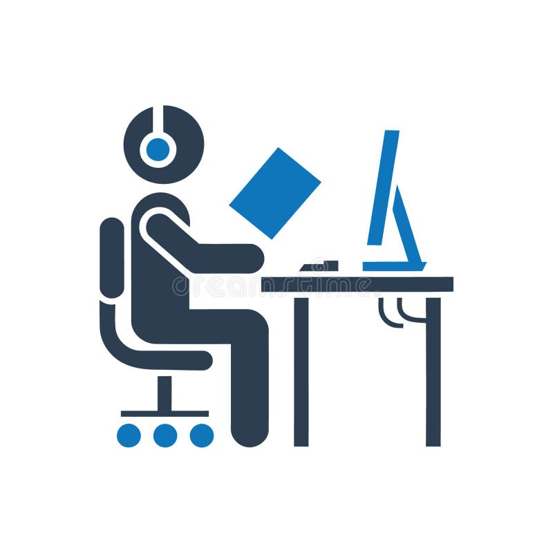Desk Worker Icon stock illustration. Illustration of desk - 373775292