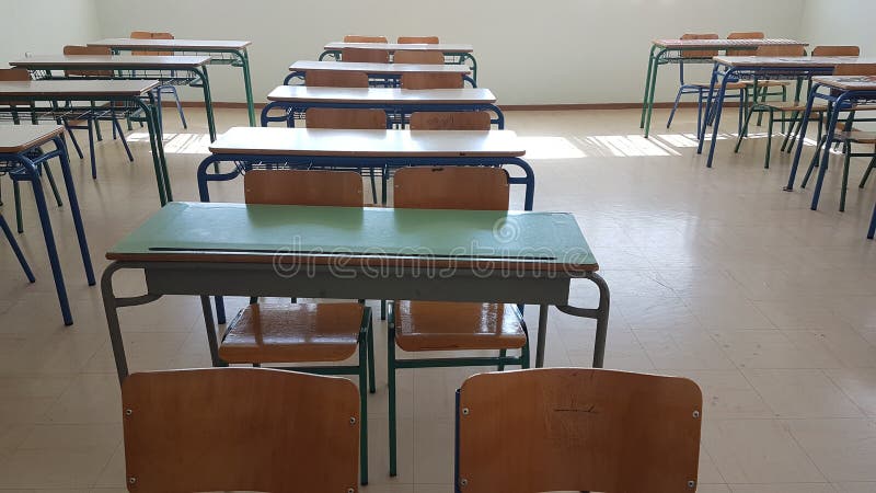 Desks Class Chairs in Secondary School Empty Stock Photo - Image of ...