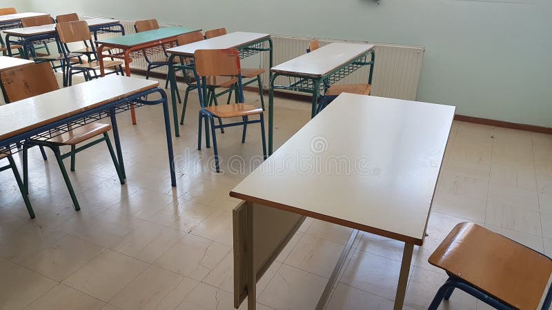 Desks Class Chairs in Secondary School Empty Stock Image - Image of ...