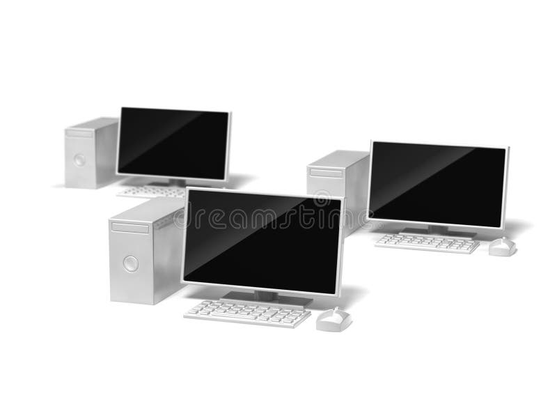 3D Desktop Computer Icon on White Background Stock Illustration ...