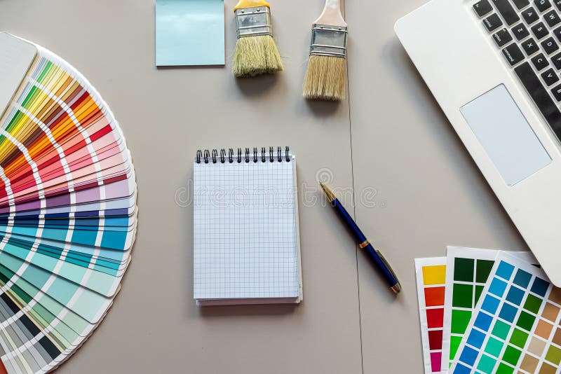 Creative Workplace with Notebook, Houseplants, and Remote Working ...