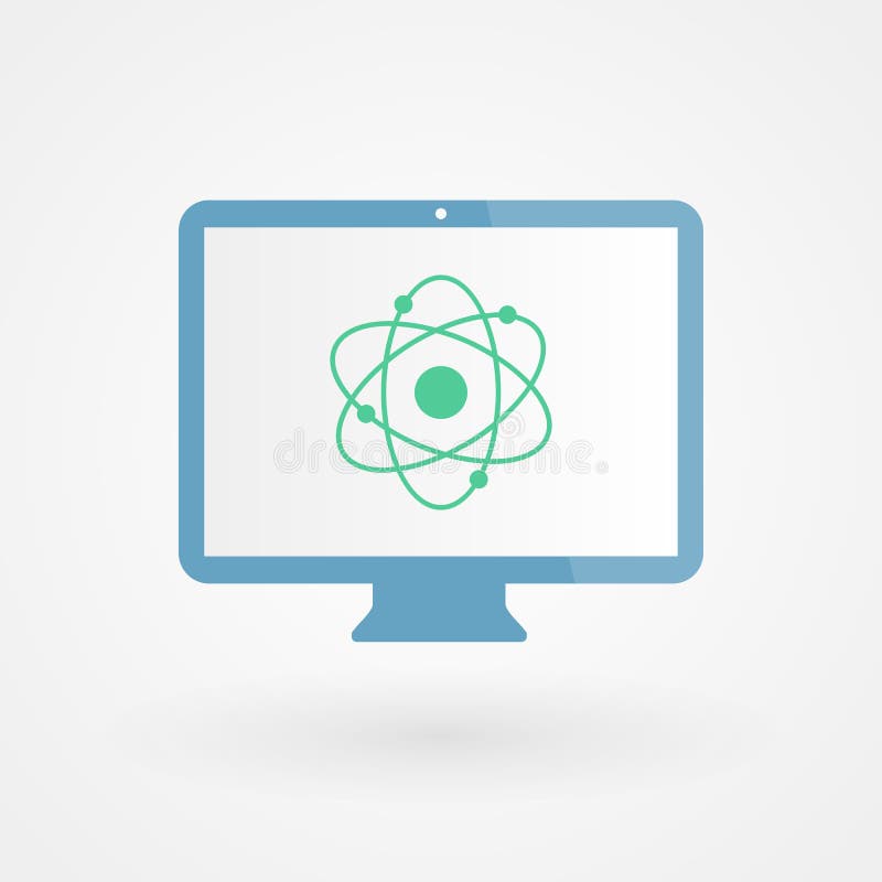 Desktop and Atom Icon. Concept of Science. Vector Illustration, Flat ...