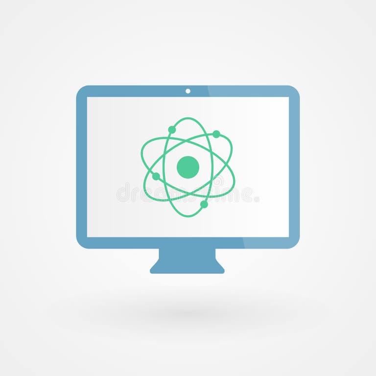 Desktop and Atom Icon. Concept of Science. Vector Illustration, Flat ...