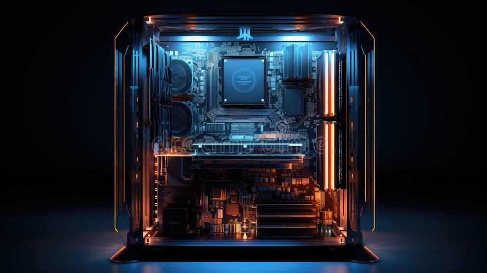 Desktop Black Using Computer Stock Photo - Image of circuitry ...