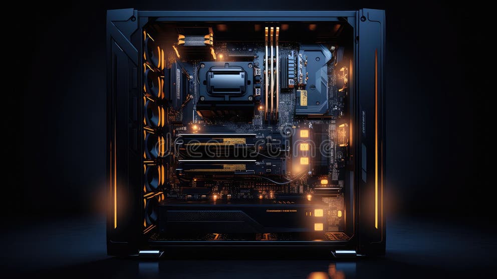 Desktop Black Using Computer Stock Illustration - Illustration of power ...