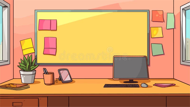 Desktop Board with Stickers Flat Style Vector Stock Vector ...