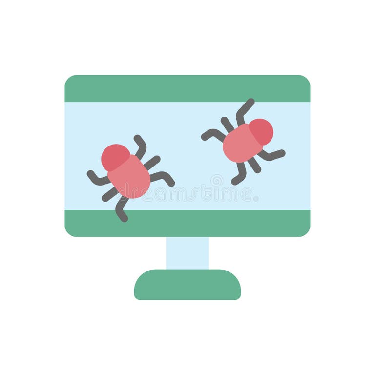 Desktop Bugs Cyber Attack Icon. Simple Color Vector Elements of Hacks ...