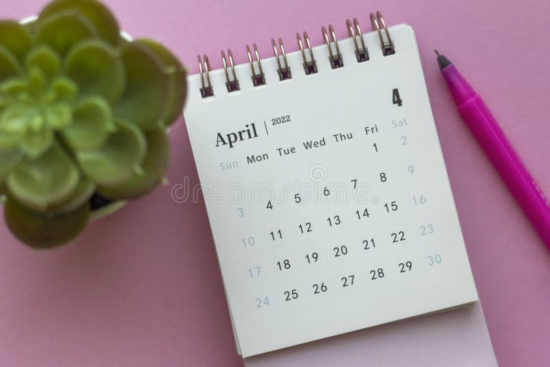 Desktop Calendar for April 2022.Calendar for Planning Stock Image ...