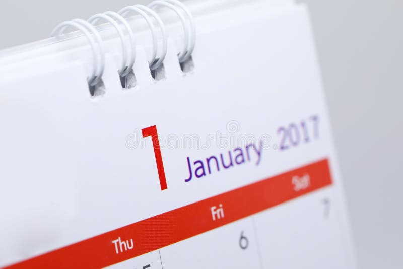 Desktop Calendar Blank Schedule of 1 January 2017 Stock Photo - Image ...