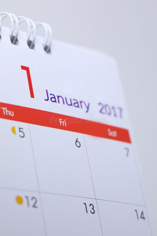 Desktop Calendar Blank Schedule of 1 January 2017 Stock Image - Image ...
