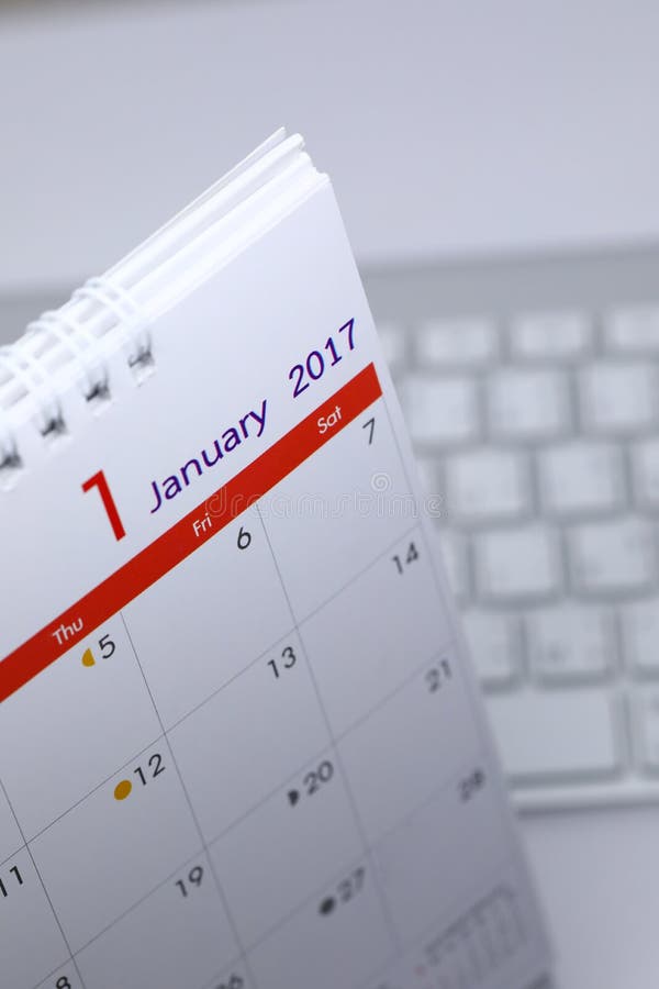 Desktop Calendar Blank Schedule of 1 January 2017 Stock Photo - Image ...