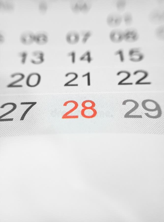 Desktop Calendar Dates Selective Focus 28 Dates Red Color Close Up ...