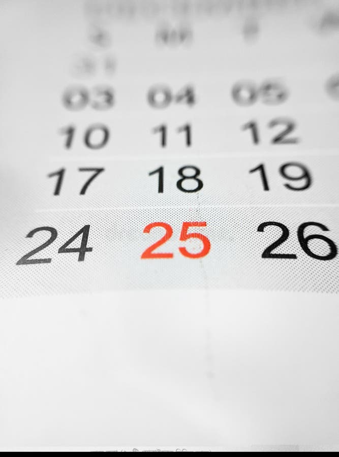 Desktop Calendar Dates Selective Focus 25 Dates Red Color Close Up ...