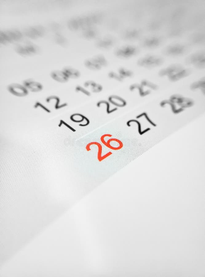 Desktop Calendar Dates Selective 26 Dates Red Color Close Up, 2023 ...