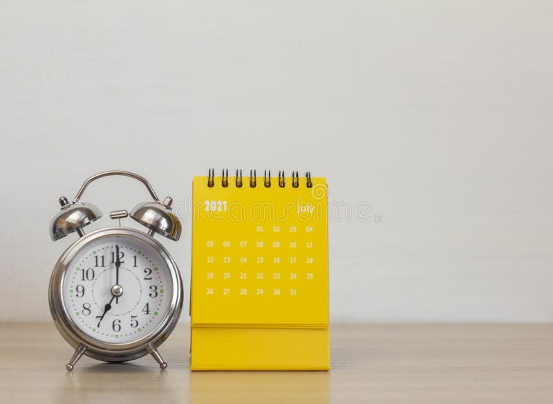 Desktop Calendar for July 2021. Calendar and Clock for Planning ...