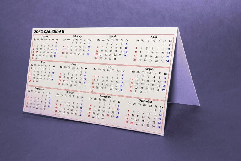 Desktop Calendar Layout on a Blue Trending Background for 2022. Stock ...