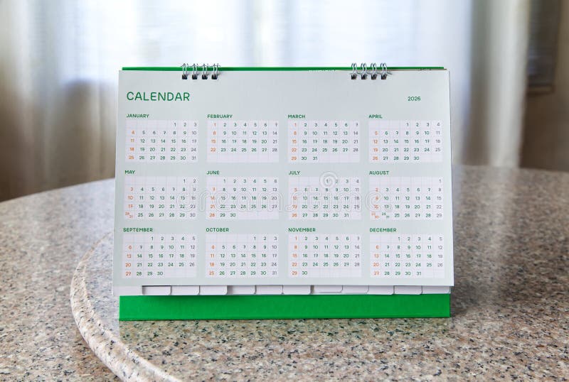 A Desktop Calendar 2026 on the Table Stock Photo - Image of background ...