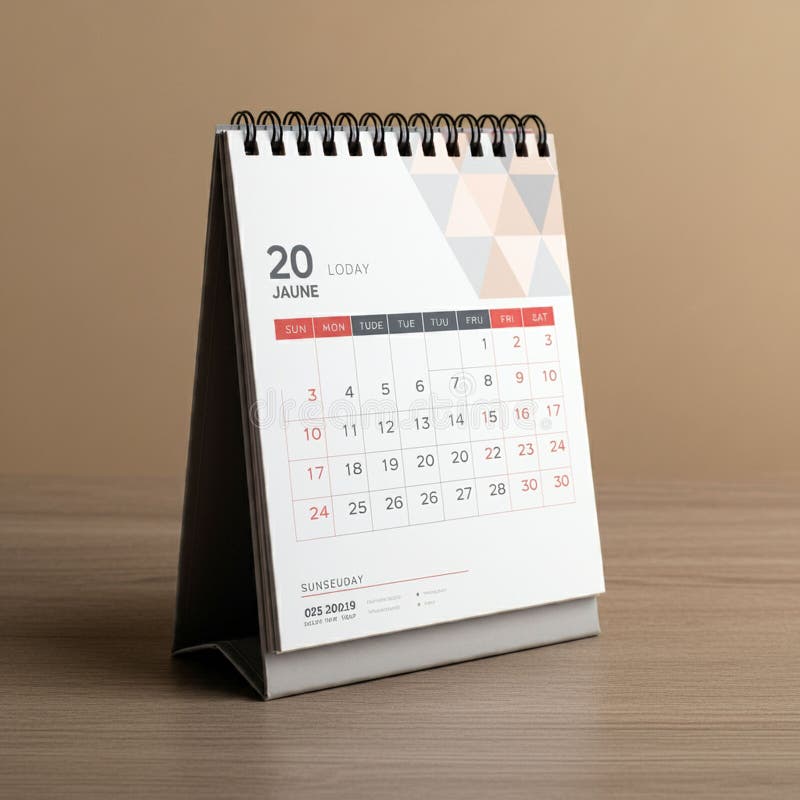 A Desktop Calendar with a Triangular Design Theme. it Features Dates ...