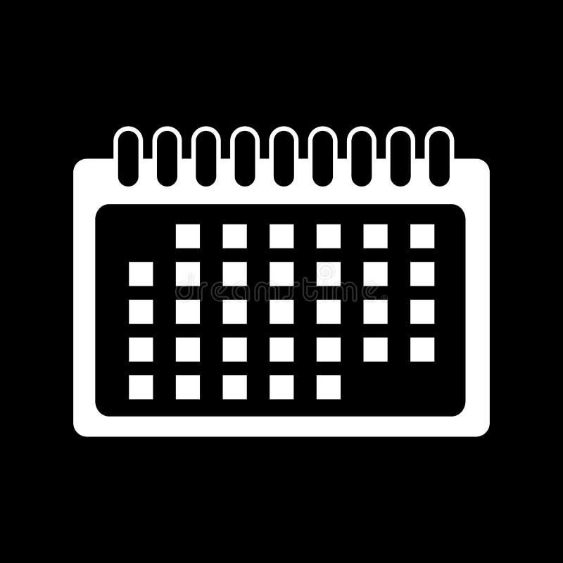 Desktop Calendar for Web Icons and Symbols on a Black Background Stock ...