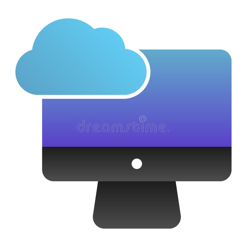 Desktop Cloud Computing Flat Icon. Synchronize Cloud on Pc Color Icons ...