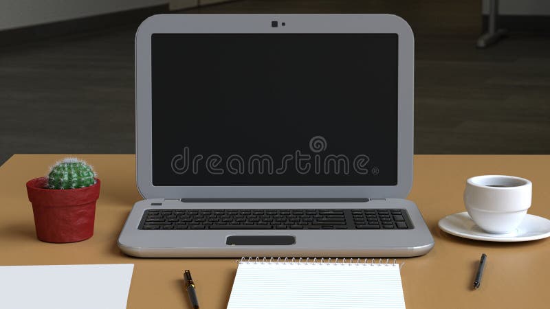 Desktop Composition of Assorted Office Elements Stock Illustration ...