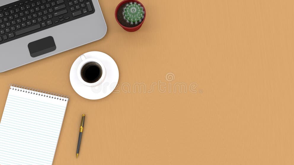 Desktop Composition of Assorted Office Elements Stock Illustration ...
