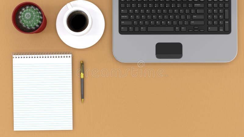Desktop Composition of Assorted Office Elements Stock Illustration ...