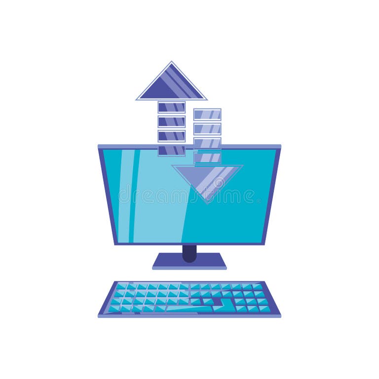 Desktop Computer with Arrows Icon Stock Vector - Illustration of ...