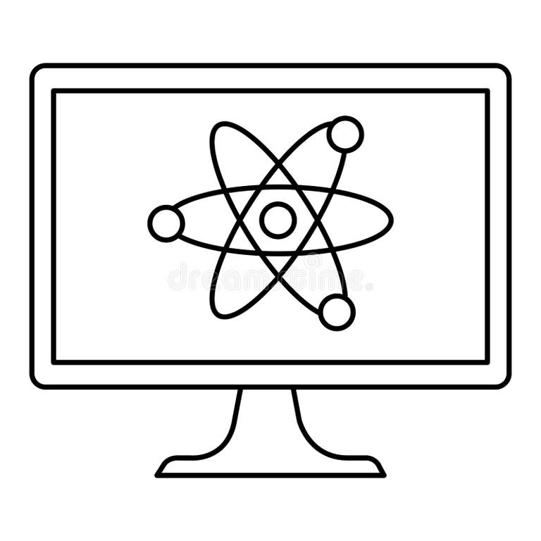 Desktop Computer with Atom Molecule Stock Vector - Illustration of ...