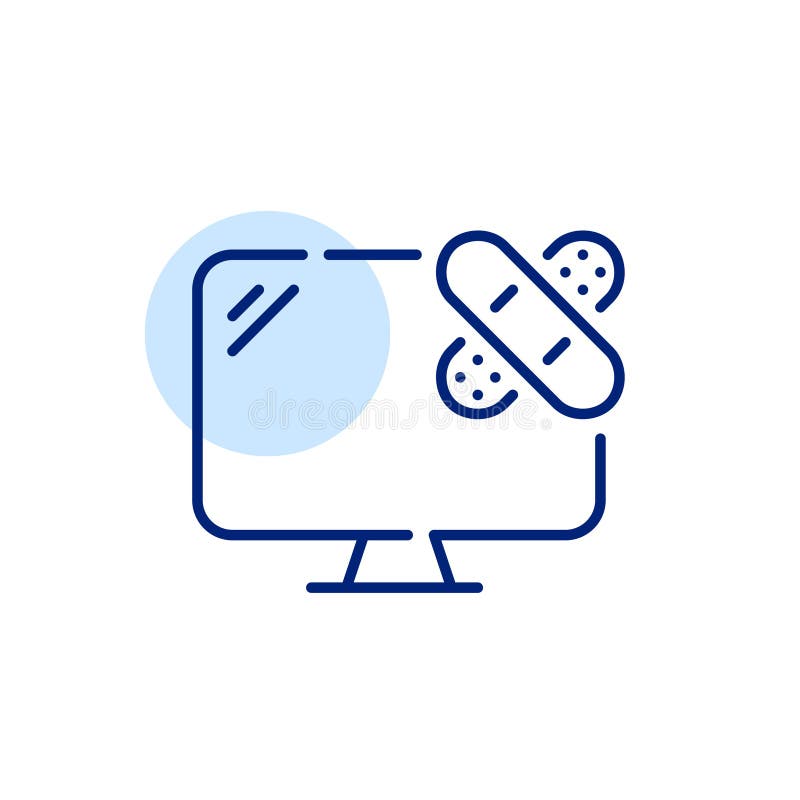 Desktop Computer with Bandaid Over it. Computer Repair Symbol. Pixel ...