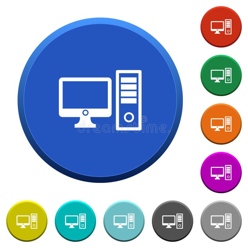 Desktop Computer Beveled Buttons Stock Vector - Illustration of blue ...