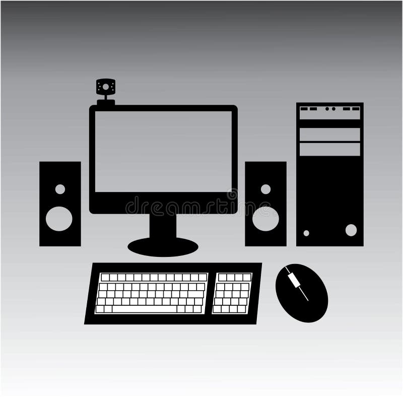 Desktop Computer in Bianco E Nero Di Vettore Illustrazione Vettoriale ...