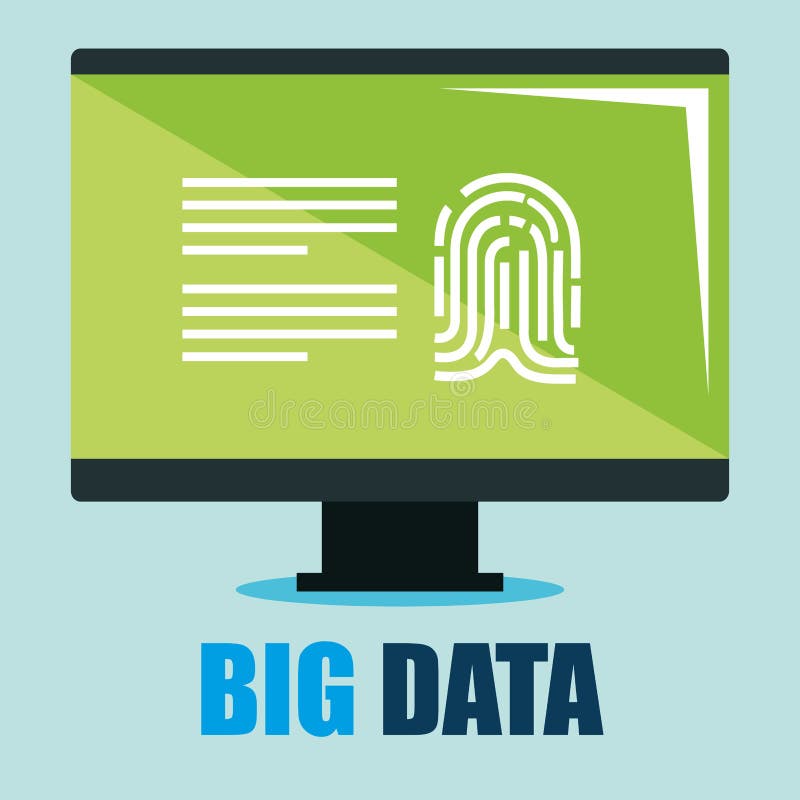 Desktop Computer with Big Data Icons Stock Vector - Illustration of ...