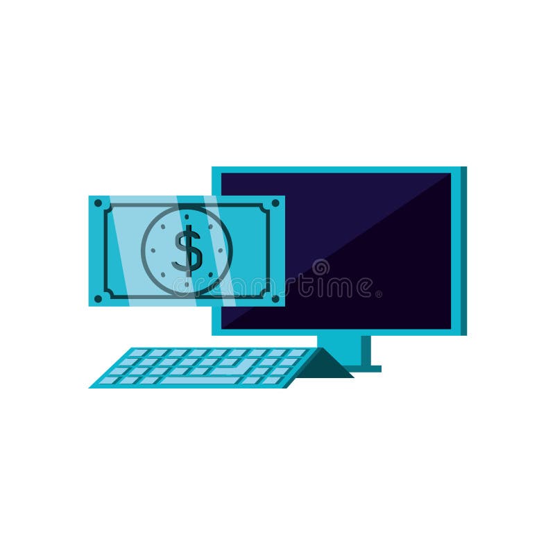 Desktop Computer with Bill Dollar Stock Vector - Illustration of ...