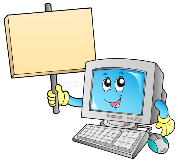 Desktop Computer with Blank Board Stock Vector - Illustration of ...